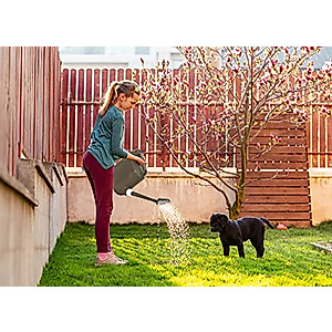 1.5 Gallon Watering Can for Outdoor & Indoor Plants, Large Garden Watering Pot with Lightweight and 5.5L Capacity, Plastic Watering Can with Long Spout and Metal Removable Sprinkler Head, Grey