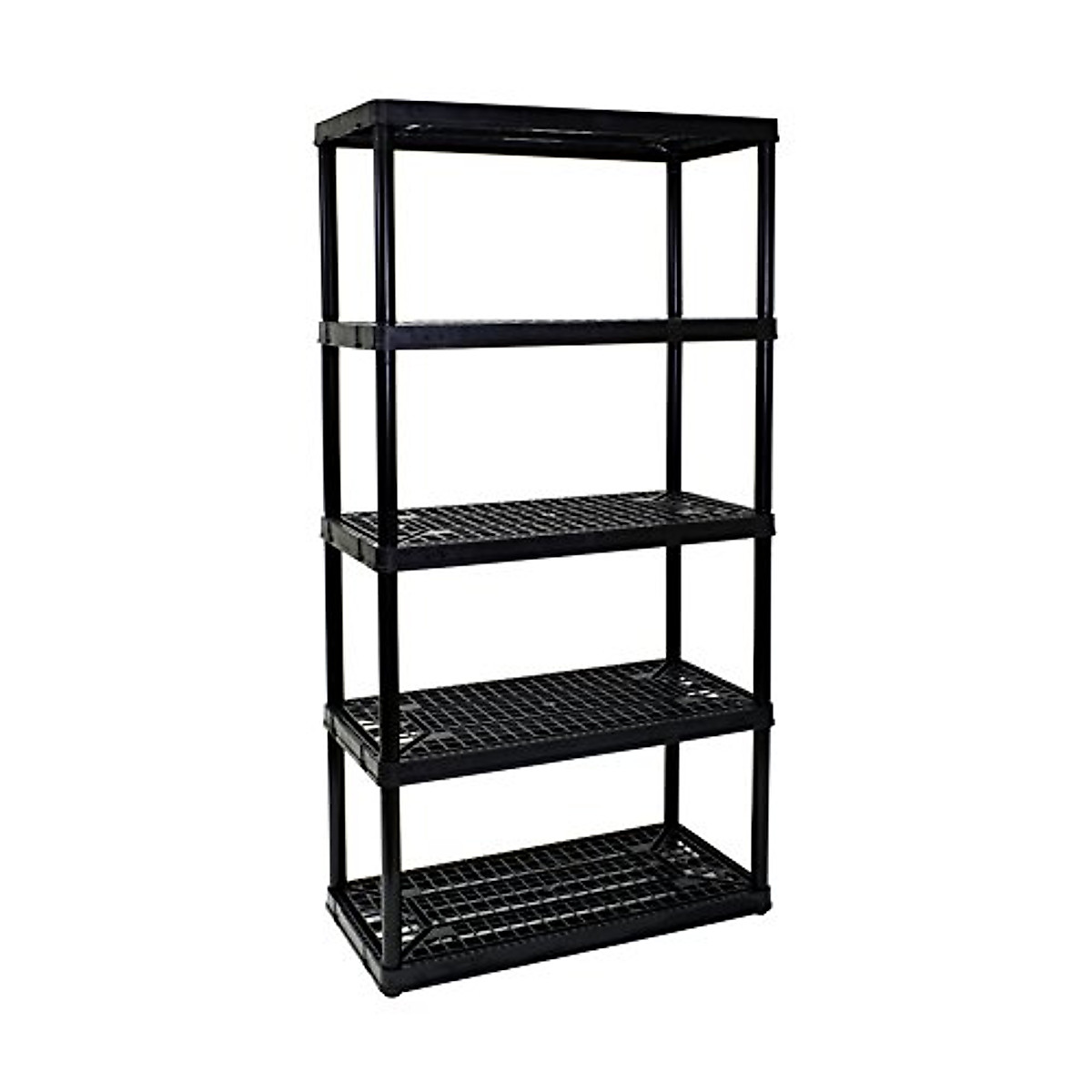 Gracious Living 72 Inch 5 Shelf Heavy Duty Light Weight Garage or Indoor Storage Unit Holds up to 150 Pounds with Easy Assembly (1 Pack), Black