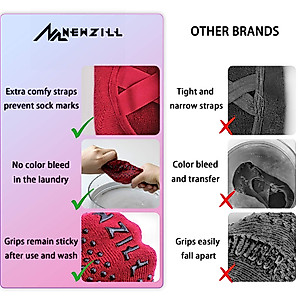 NEWZILL Yoga Socks for Women Non-Slip Grips & Straps, Ideal for Pilates, Pure Barre, Ballet, Dance, Barefoot Workout (3 Pairs-White/Red/Pink)