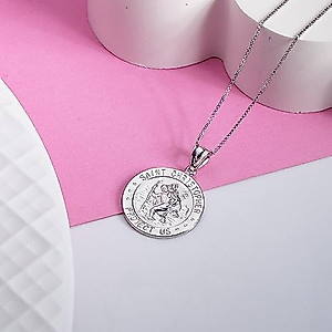PicturesOnGold.com Saint Christopher Religious Medal - Solid Sterling Silver, 3/4 Inch Size of a Nickel