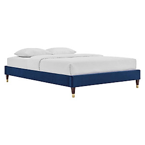 Modway MOD-6271-NAV Harlow King Performance Velvet Platform Bed Frame, Navy