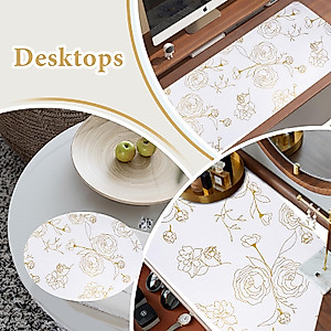 Shelf Liners for Kitchen Cabinets 12in x 20FT Non Adhesive Drawer Liner Gold Floral Thickened Shelf Liner Paper Strong Non-Slip Easy to Clean for Tool Box Refrigerator with Knife and Tape Measure