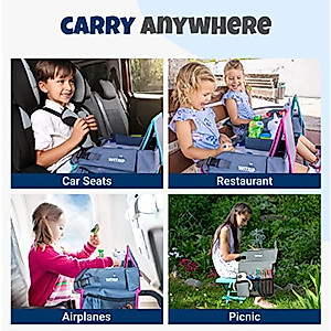 WITRIP Kids Travel Tray with Dry Erase Board, Travel Tray for Kids Car Seat, Carseat Table Trays for Toddler, Kid Activity Desk for Air Travel, No-Drop Tablet Holder & Borders (All Grey)