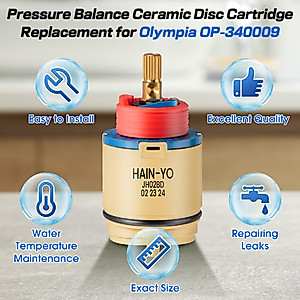 Enhon Pressure Balance Ceramic Disc Cartridge Replacement for OP-340009, Faucet Cartridge Replacement Compatible with Olympia Tub and Shower Valves