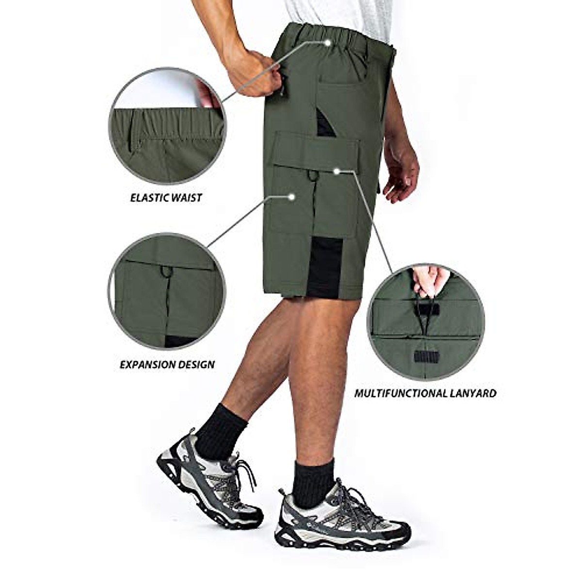 Cycorld Men's-Mountain-Bike-Shorts MTB-Shorts-for-Men Quick Dry Lightweight with Pockets Cycling Riding Biking Baggy Shorts(Green, Large)