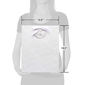 American Greetings 15.5" Extra Large Gift Bag with Tissue Paper (White Lace) for Weddings, Bridal Showers and Bachelorette Parties (1 Bag, 6 Sheets)