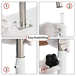 QUEESALN Pedicure Stand Footrest Stand Adjustable Height Technician SPA Beauty Stand Stool with Non-Slip SPA Salon Home Equipment White