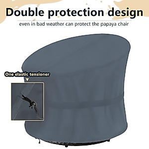 TORUTA Papasan Chair Covers 52" 420D durable waterproof material Patio Outdoor Furniture Wicker Saucer Rocking Swivel Chair Slip Covers Protection-Grey