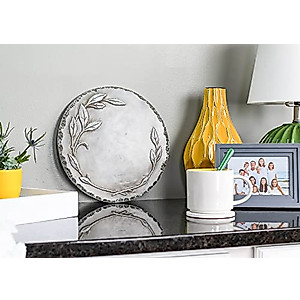 NAT & Jules Leaves Stone Grey 12 inch Resin Stone Decorative Stepping Stone