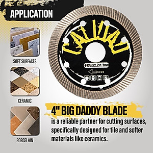 Calidad Turbo Diamond Saw Blades, 4 inch Ultra-Thin Angle Grinder Blade - Chip-Free Cutting for Porcelain & Ceramics - Angle Grinder Discs - Suitable for Dry and Wet Cutting - Pack of 5