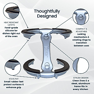 Trivae Unique Patented Pan Lid, Utensil and Pot Holder, Dish / Cake Serving Stand and Trivet in One for The Kitchen Lover
