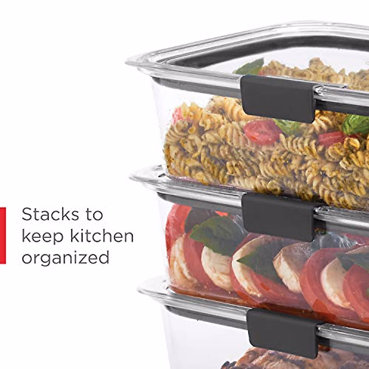 Rubbermaid 12-Piece Brilliance Food Storage with Dressing Container, Trays, and Lids for Lunch, Meal Prep, and Leftovers, Dishwasher Safe, Clear/Grey