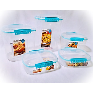 Sistema Bake It Food Storage for Baking Ingredients (Aqua, Split Toppings Container- 2.6 Cups)