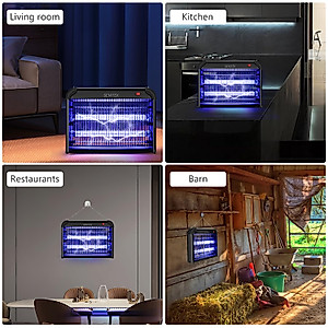 Mosquito Zapper, Electric Bug Zapper Indoor, Powerful Fly Insect Killer Repellent Lamp Outdoor Patio, Home Pest Control Bug Catcher Eliminator for Gnat Fruit Fly Moth w/Replacement Bulb (Black)