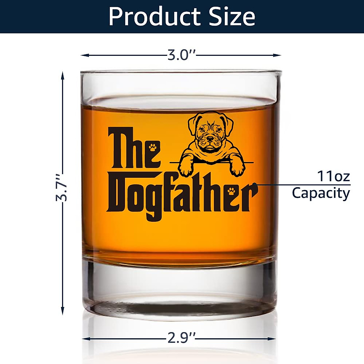 TOUNER Shar Pei Whiskey Glasses, The DogFather Whiskey Glass, Dog Lover Gifts For Him, Dog Dad Gifts For Men, Fathers Day Birthday Gifts from Dog Dad, Unique Gift For Dog Lovers