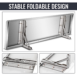 KODOM Concession Shelf 72L x 12W Inch, Stainless Steel Drop Down Folding Serving Food Shelf Stand Serving for Concession Windows