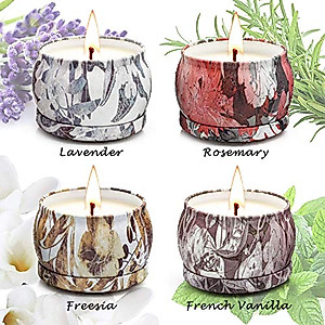 CREASHINE Scented Candles Gift , Stress Relief Pure Soy Wax Single Wick 100 Hour Burn 16 Ounce Unit Portable Travel Tin Perfect for Women Aromatherapy Anniversary - 4 Pack