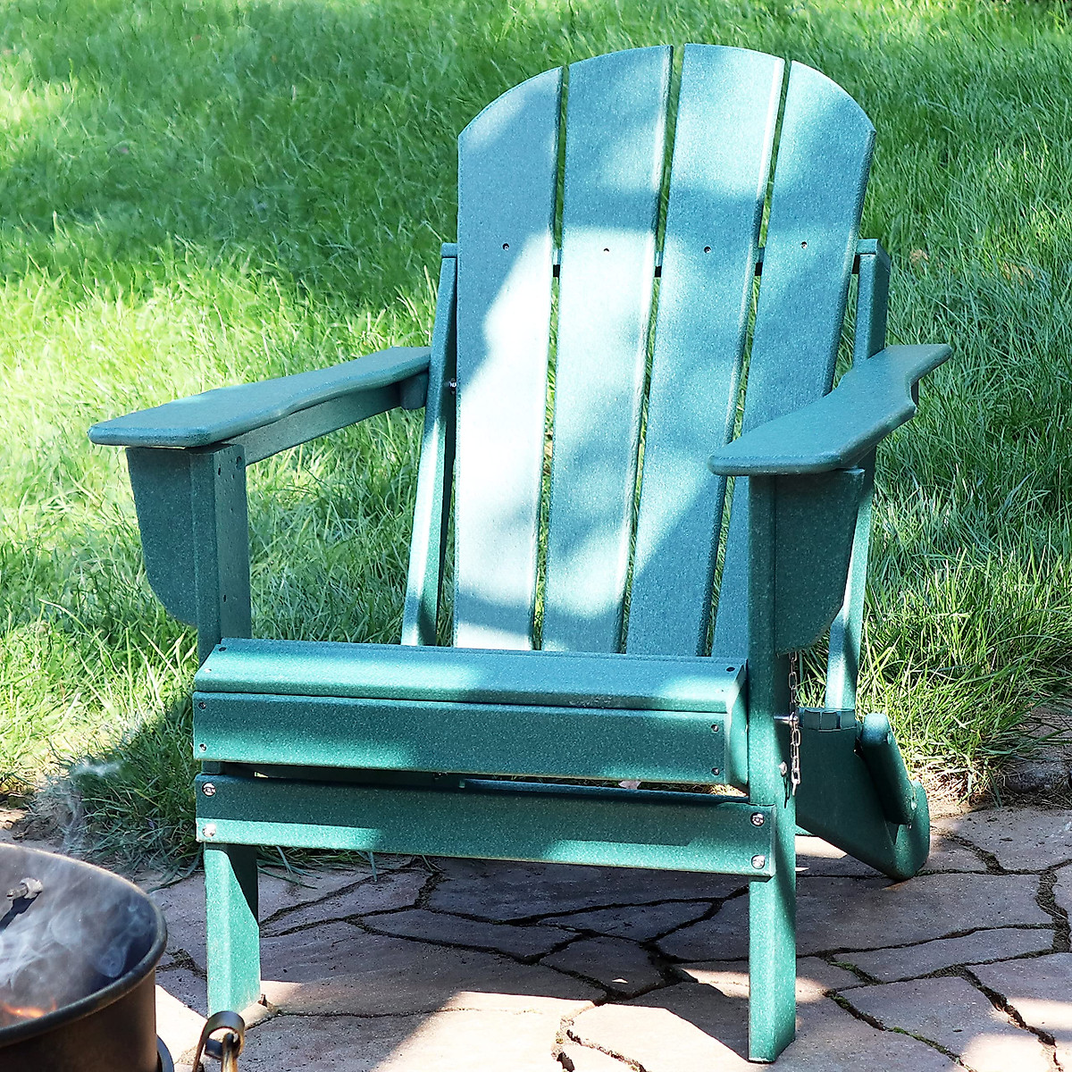 Sunnydaze Folding All-Weather Adirondack Chair - for Patio or Yard - 300-Pound Capacity - 34.5-Inch - Green