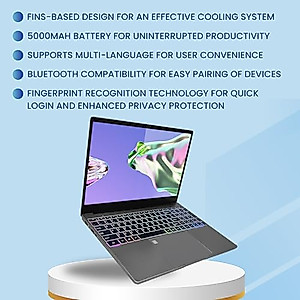 thunderb 15.6" Laptop Windows 11 Pro for Gaming, Business, School w/Intel i5 4.20GHz, 8GB RAM, 512GB SSD, Multicolor Backlit Keyboard, Fingerprint, HD Camera, Bluetooth, HDMI, USB 3.0, Metal Design