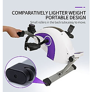 INSGYM Sitting Mini Exercise Bike - Recumbent Exercise Bikes for Home Steppers Exercise for Seniors While Sitting Under Desk Bike Exercise Equipment Hands Bike Pedal Exerciser IPE210 (Purple/White)