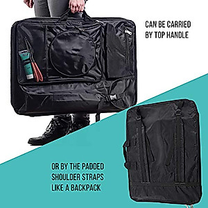 U.S. Art Supply Black Nylon Art Supplies Portfolio Carry Backpack Bag, Size: 19" x 26"