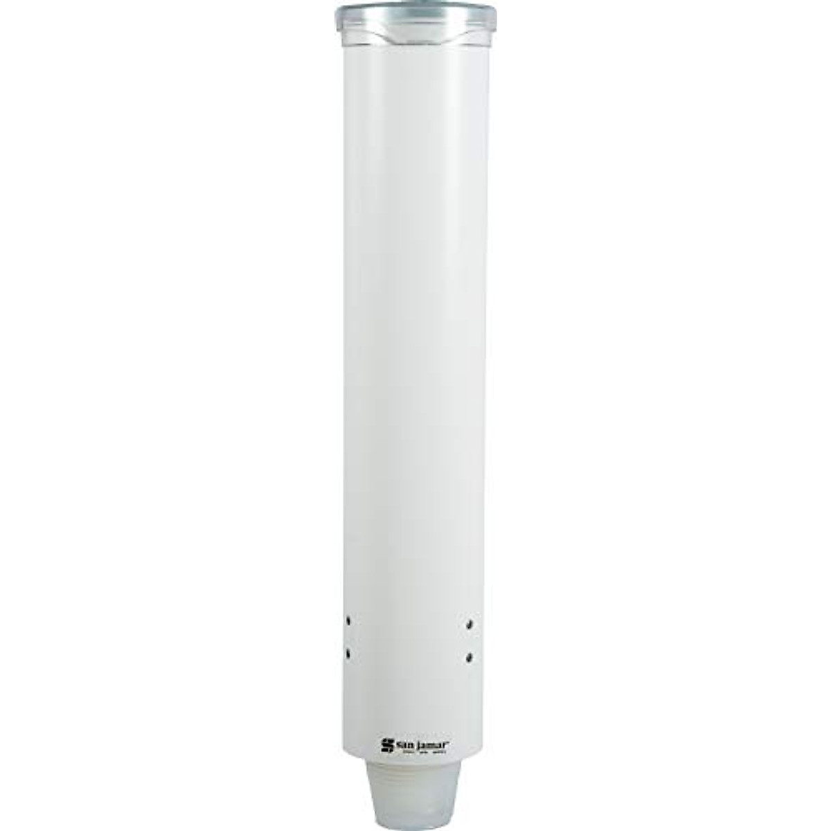 San Jamar C4160WH Small Pull-Type Water Cup Dispenser, Fits 3 to 4-1/2 oz Cone Cups and 3 to 5 oz Flat Bottom Cups, White