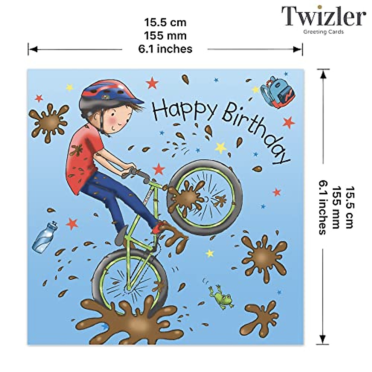 Twizler Childrens Birthday Card Boys Bike – Childrens Happy Birthday Card Boy – Boys Birthday Card Childrens – Birthday Card Boy – Bicycle Birthday Card – Kids Birthday Card – Son – Grandson – Brother
