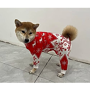 Xqpetlihai Christmas Dog Clothes Dog Onesie Surgery Recovery Suit Dog Pajamas for Large and Medium Dog (M,CH)
