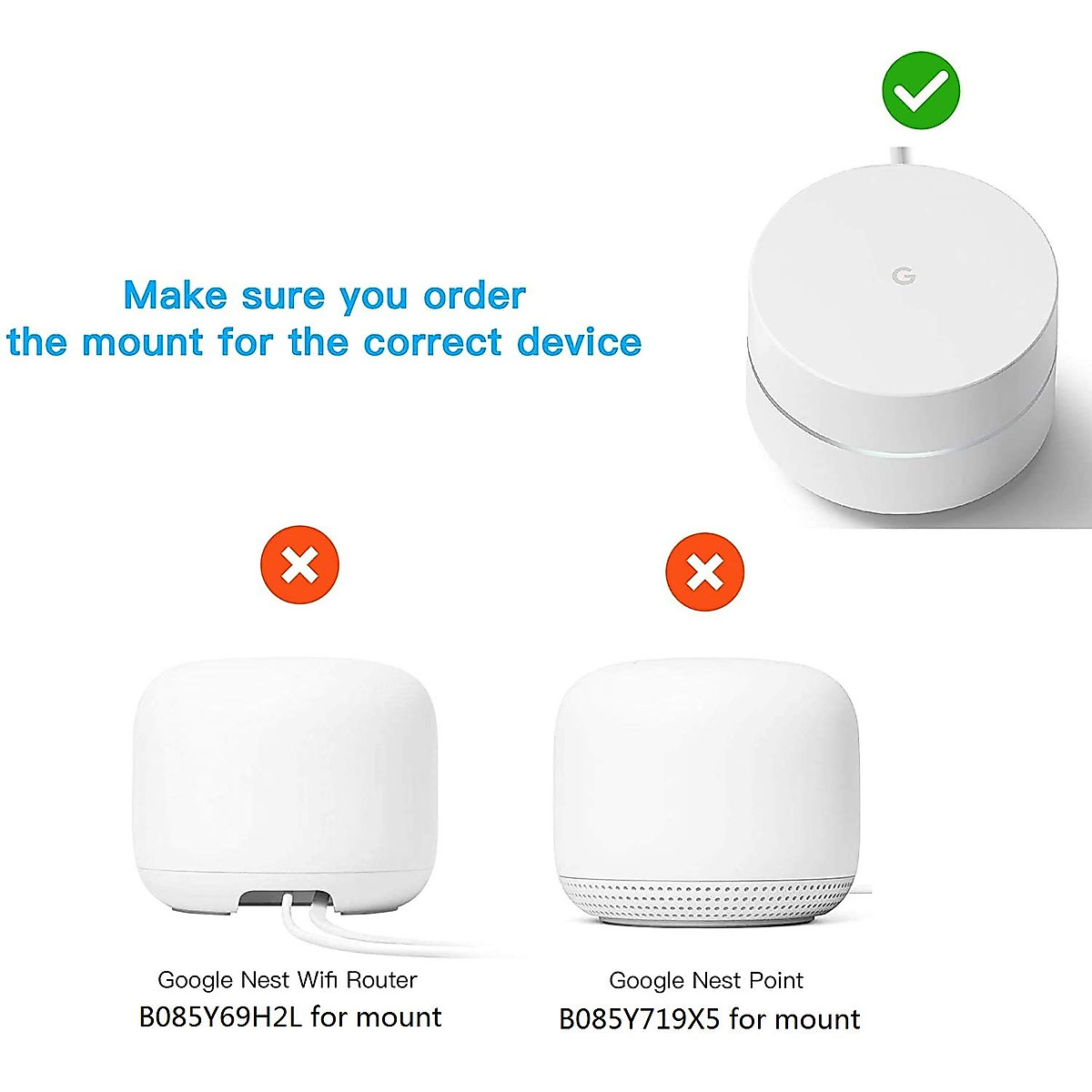 OkeMeeo Wall Mount for Google WiFi - Ceiling Mount Holder for Google WiFi Mesh System 2016 and 2020, Space Saving, Reinforced and Perfect Unity (1 Pack)