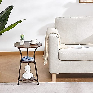 Dulcii Small Round End Table for Narrow and Small Space, 3-Tier Round Accent Couch Beside Table, Modern Side Table Corner Sofa Table Nightstand for Living Room Bedroom