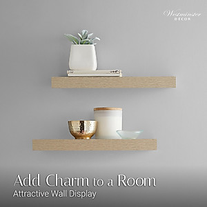Westminster Décor Wall Mounted Floating Shelves - 2 Pack - Wall-Mounted Shelf Set - Home or Office - Easy Install 16.5” Wooden Shelving - Display or Storage