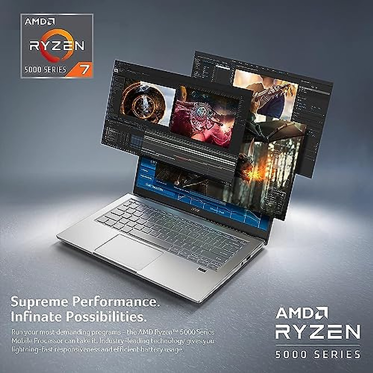 Acer 2023 Newest Swift X Laptop, 14" FHD Display, AMD Ryzen 7 5825U Processor, NVIDIA RTX 3050 Ti, 16GB RAM, 1TB SSD, 13 H of Use, Fingerprint Reader, Wi-Fi 6, Backlit KB, Thin & Light, Windows 11