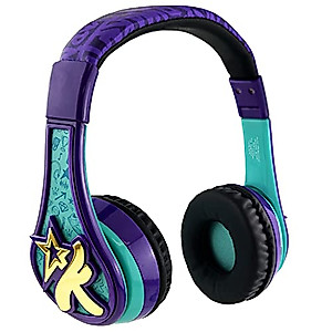 eKids Karmas World Bluetooth Headphones, Wireless Headphones with Microphone Includes Aux Cord, Kids Headphones for School, Home, or Travel