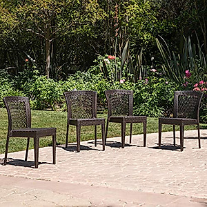 Christopher Knight Home Dusk Outdoor Wicker Stacking Dining Chairs, 4-Pcs Set, Multibrown