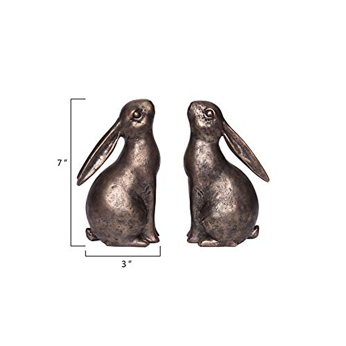Creative Co-Op Bronze Resin Bunny Shaped (Set of 2 Pieces) Bookends, 2 Count