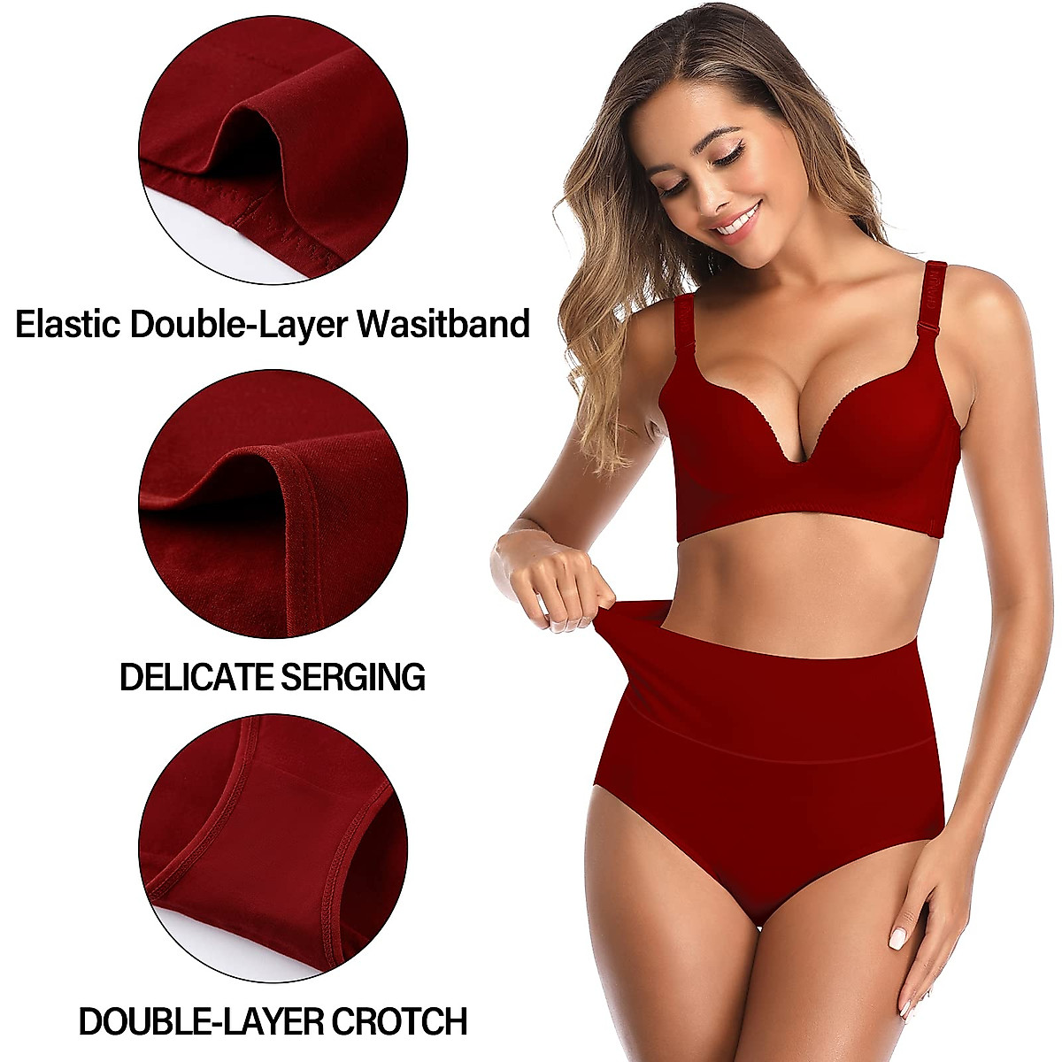 K-CHEONY Women's Underwear, High Waist Cotton Breathable Full Coverage Panties Brief Multipack Regular and Plus Size (Dark Assorted, 5 Pack, Medium)