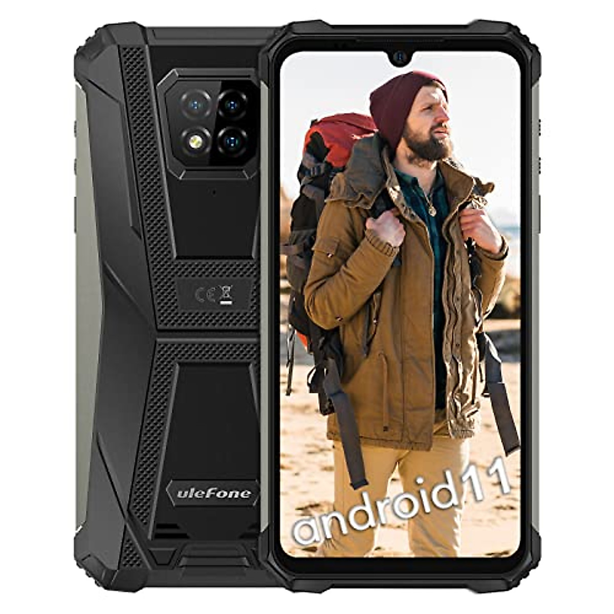 Ulefone Rugged Smartphone Unlocked, Armor 8 4GB + 64GB Android 11, 16MP Triple Waterproof Camera, IP68/IP69K Durable, 6.1 inch HD+, 4G Dual SIM, 5580mAh Battery, NFC, OTG, Fingerprint Face ID, Black