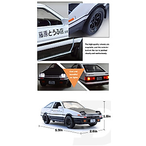 Tianmei 1:32 Initial D Trueno AE86 Alloy Diecast Car Model Toys, Kids Pull Back Metal Vehicle Toys and Adult Collection Ornaments (Black Hood AE86-White)