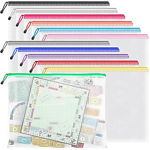 Umriox Zipper Pouch, 16.9x12.4 in (12 Colors, 12 Packs), Extra Large Zipper Bags, Waterproof Zipper Pouches for School Office Supplies, Puzzles, Board Game Storage & Cross Stitch Projects