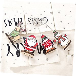 DOITOOL 12Pcs Christmas Place Card Holders, Christmas Wood Place Card Holders with Swirl Wire, Christmas Snowman Note Photos Stand for Xmas Party Wedding Party Decoration (Snowman)