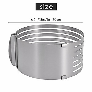6 to 8 Inch Adjustable Cake Ring for Cutting Layers, Slicing and Leveling Cakes, Stainless Steel 7-Layer Cake Toast Slicer Leveler