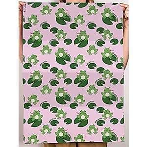 CENTRAL 23 All Occasion Wrapping Paper - 6 Sheets Pink and Green Gift Wrap - Cute Frogs - Vegan Ink - For Birthday, Christmas, Baby Shower - For Boys Girls Kids - Comes With Fun Stickers