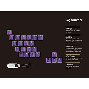 Ranked Rubber Keycap Set | Double Shot Translucent | OEM Profile for Mechanical Gaming Keyboard (Dark Purple, 23 Keys)