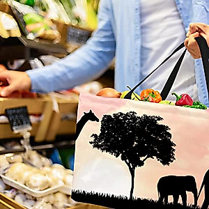 LORVIES Large Rectangular Baskets for Storage, Elephants Giraffe Nature Closet Storage Bins Organizing Baskets