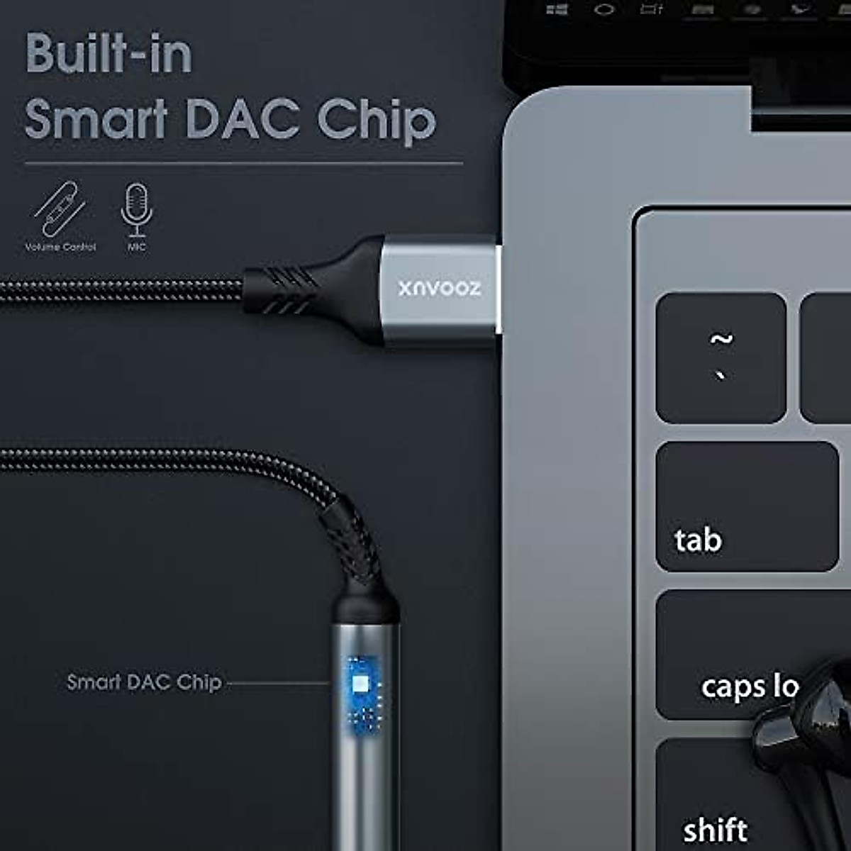 ZOOAUX USB to 3.5mm Jack Audio Adapter,External Sound Card USB-A to Audio Jack Adapter with Aux Stereo Converter Compatible with Headset,PC Windows,Laptop Mac,Desktops,Linux,PS4 PS5 and More (Grey)