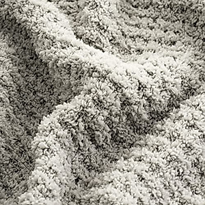 RECYCO Super Soft Throw Blankets for Bed, Warm Cozy Knit Blanket Lightweight Fluffy Throw Blanket for Couch Sofa Chair Living Room, Light Grey, 60x80 Inches, Laundry Bag Included