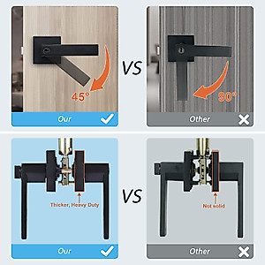 KNOBWELL 10 Pack Heavy Duty Door Lever Lock Privacy Door Lever Without Key Interior Door Handles Matte Black Finish, 2.07 lb One Lever, Left or Right Handing