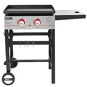 Royal Gourmet Flat Top Grill 2 Burner Outdoor Propane Gas Griddle Comal Para Tacos, Pupusas, Stove Top Grill for Gas Stove, GB2000, Black
