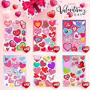 36 Sheets Heart Stickers, Valentine Stickers, Valentines Day Stickers for Kids Cards Craft Scrapbooking, Party Favors Gifts Weddings Anniversaries Decoration