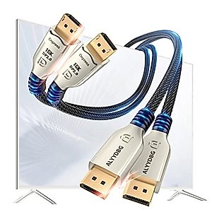 ALYYDBG Displayport 2.0 Cable 6FT, Gold Plated 16K Displayport Cable 2.0 Supports 80Gbps, 16K@60Hz, 8K@120Hz, 4K@165Hz, FreeSync G-Sync for DP Port TV, Monitor, Laptop, Graphic Cards